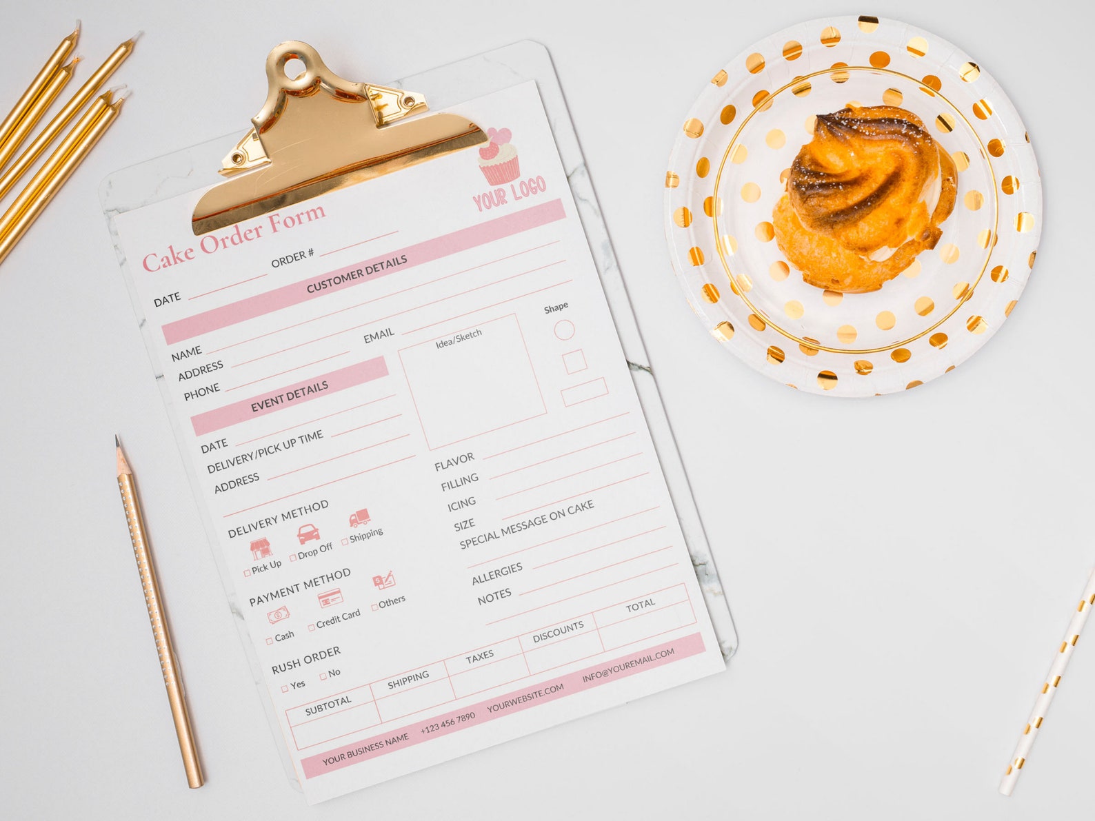 Cake Order Form Editable and Printable Small Business Order Form ...