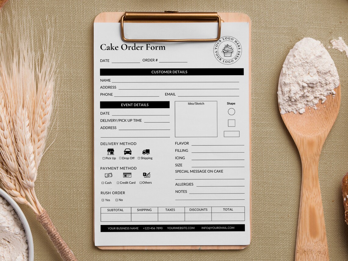 Editable Cake Order Form Printable Small Business Order Form Template ...