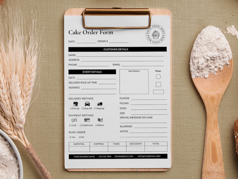 Editable Cake Order Form Printable Small Business Order Form Template ...