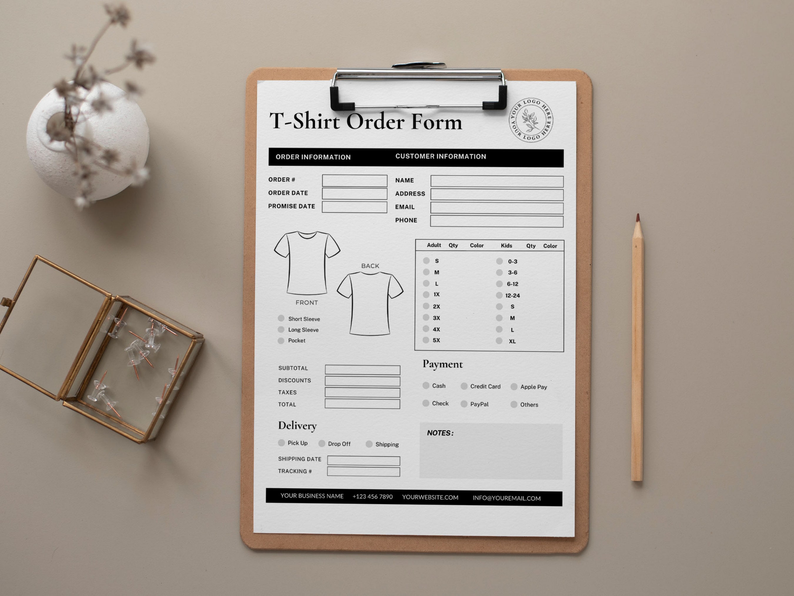 Editable Tshirt Order Form Template, Custom T-shirt Order Form ...