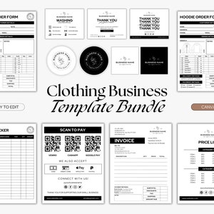 Editable Clothing Business Bundle, T-shirt Hoodie Order Forms, Price ...