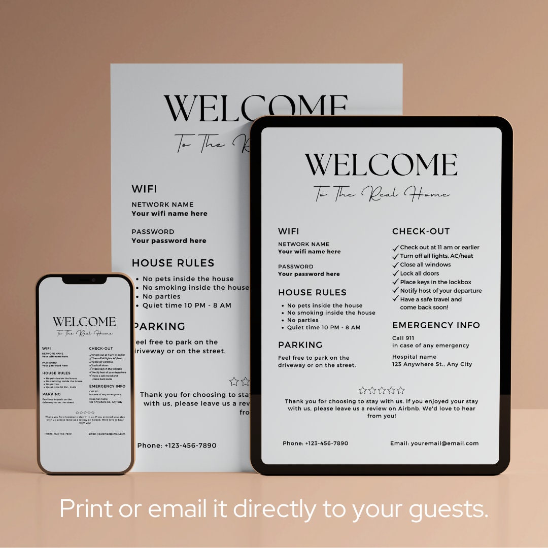 Airbnb Welcome Signs Template, Vacation Rental Printable, Guest Arrival ...