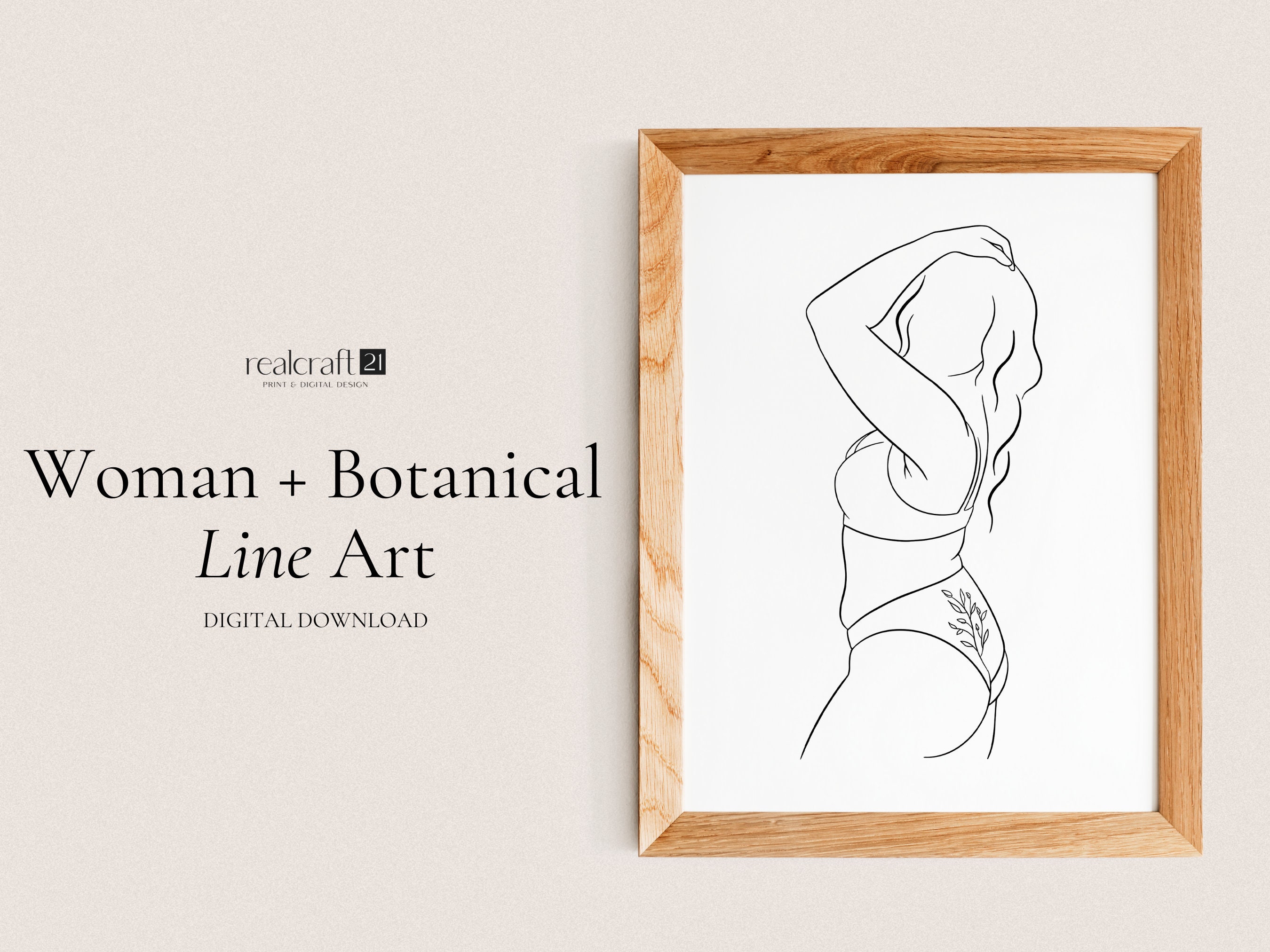 Sexy Line Art Woman Boho Printable Wall Art For Women Female Body Line Art Minimalist Body