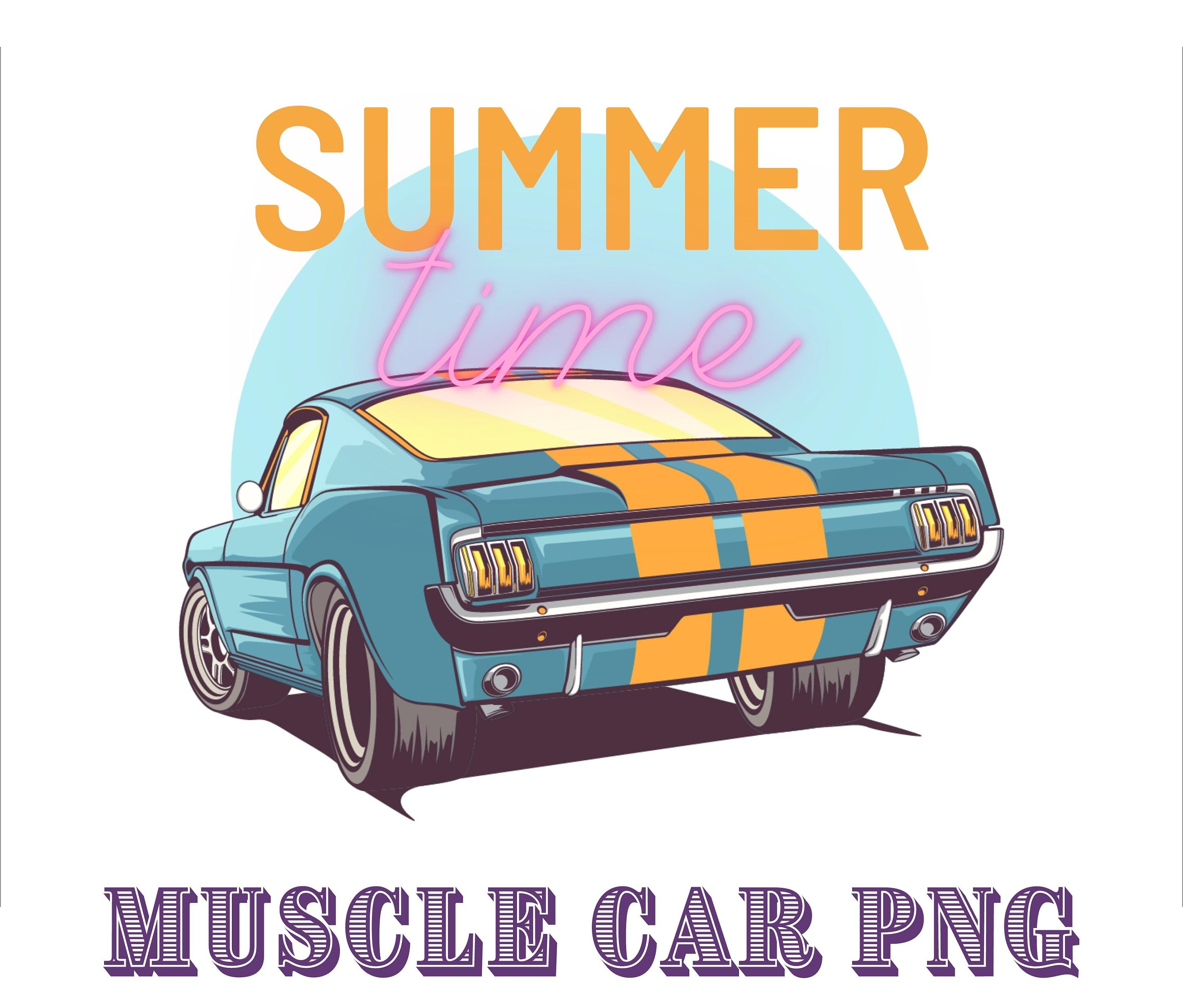 Muscle Car PNG Summer Time Car Png Retro Car Png - Etsy
