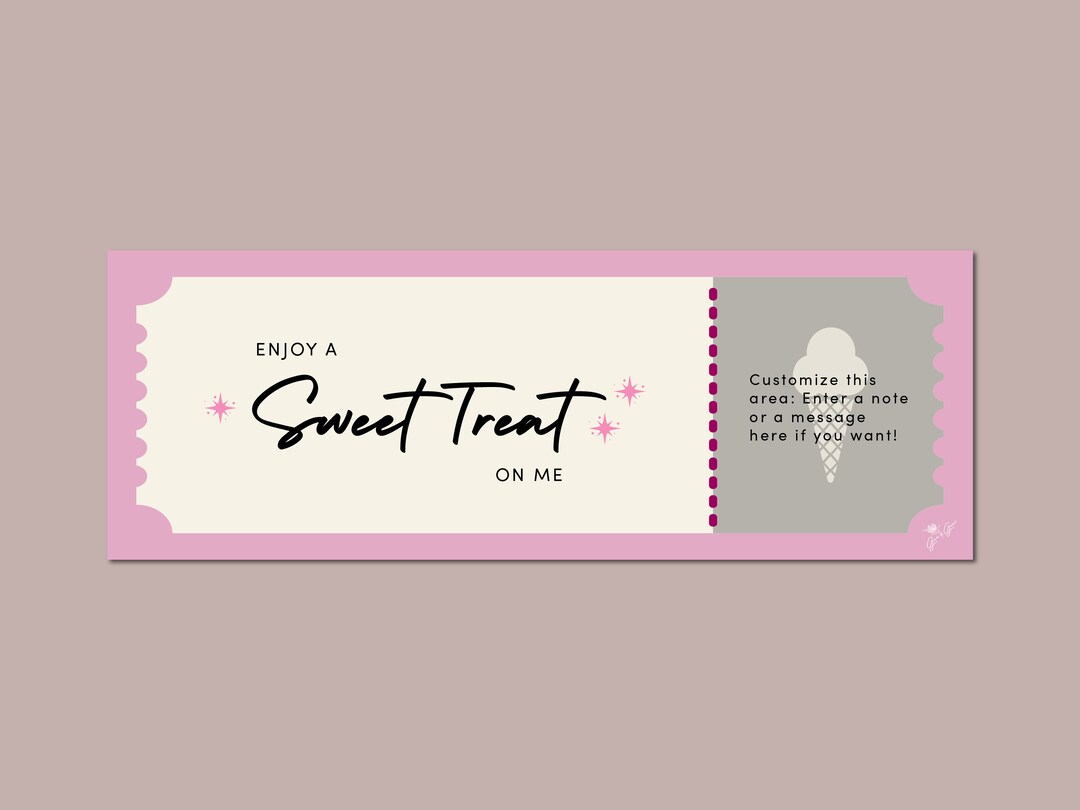 Treat Voucher Thank You Dessert Instant Download - Etsy