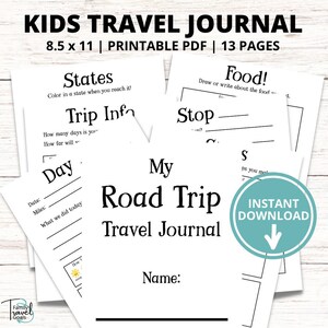 Kids Road Trip Activity, Travel Journal for Kids, Printable Family ...