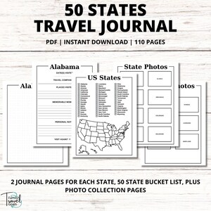 50 States Travel Journal Pages | Bucket List Printable Travel Journal ...