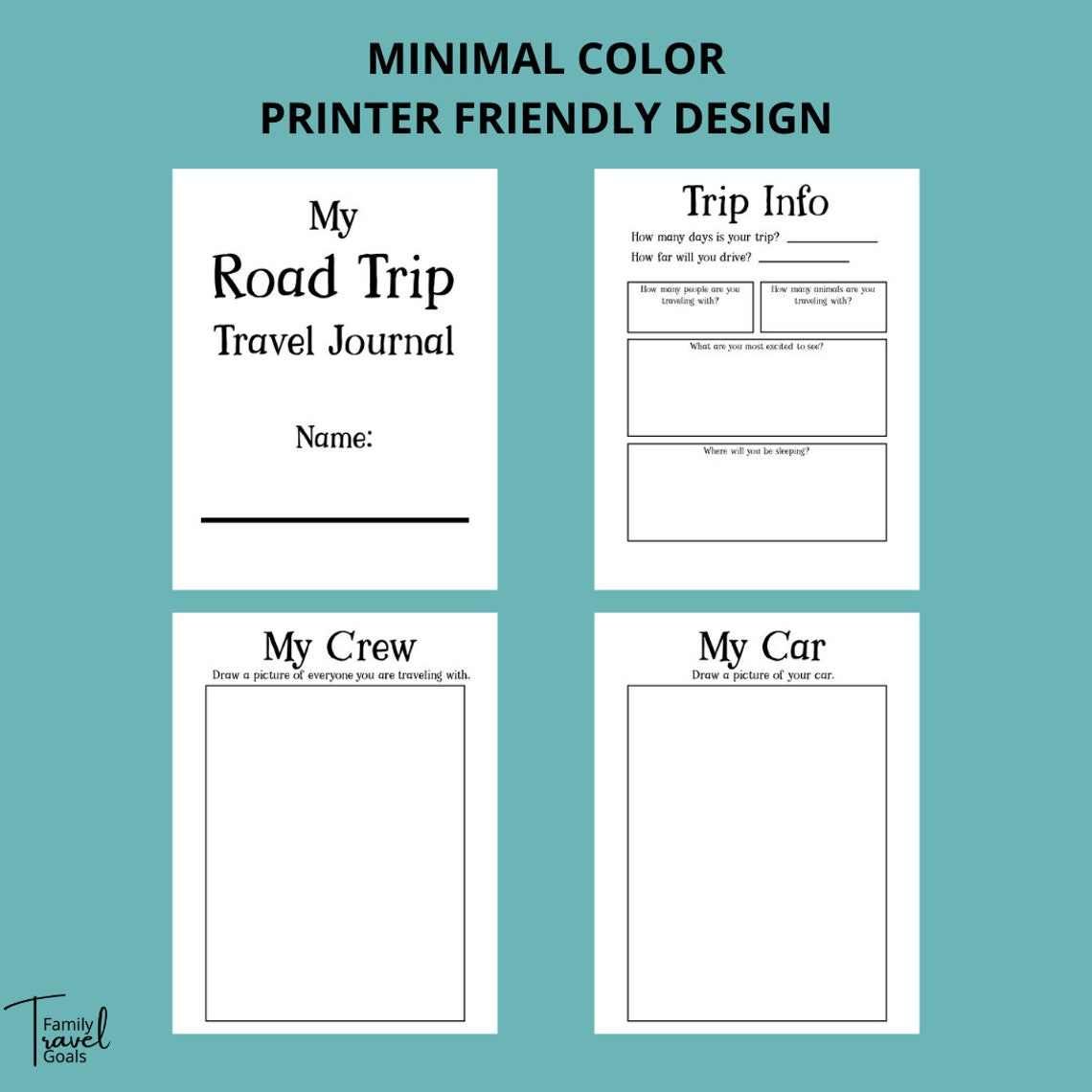 Kids Road Trip Activity, Travel Journal for Kids, Printable Family ...
