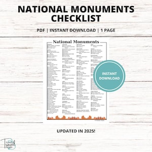 National Monuments Checklist – Printable U.S. Travel Bucket List to ...