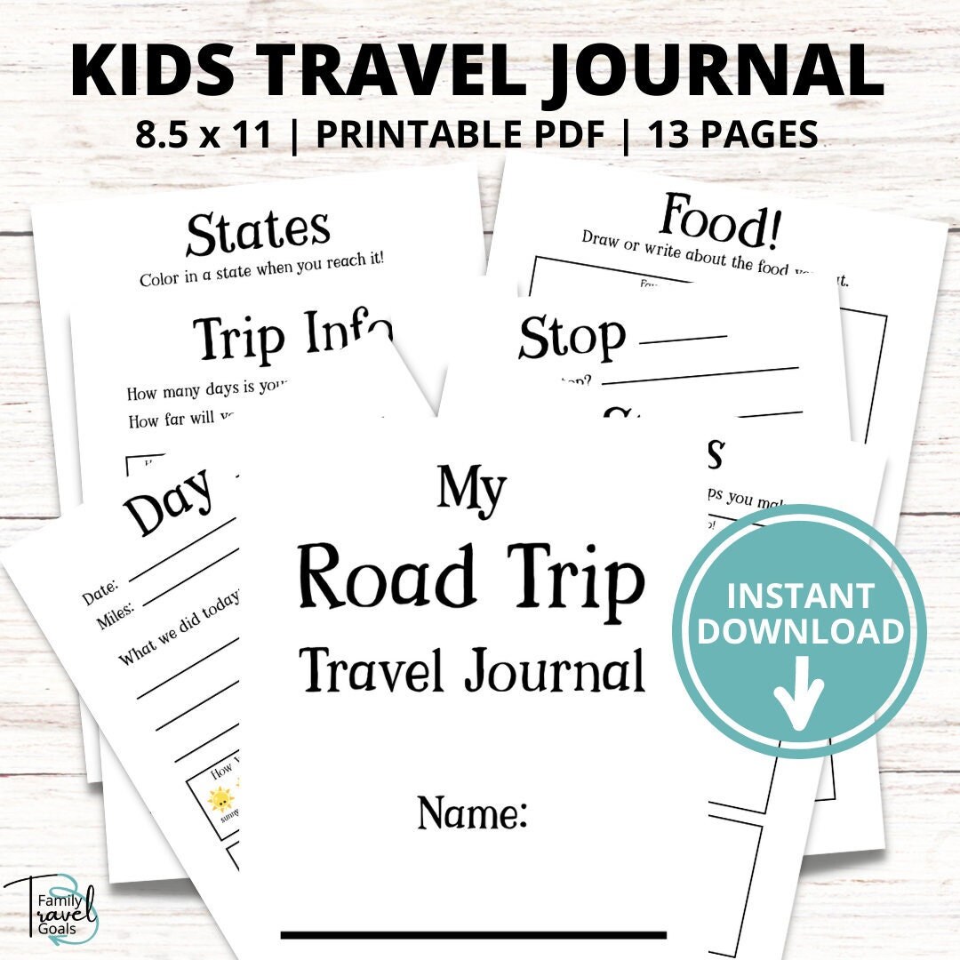 Kids Road Trip Activity, Travel Journal for Kids, Printable Family ...