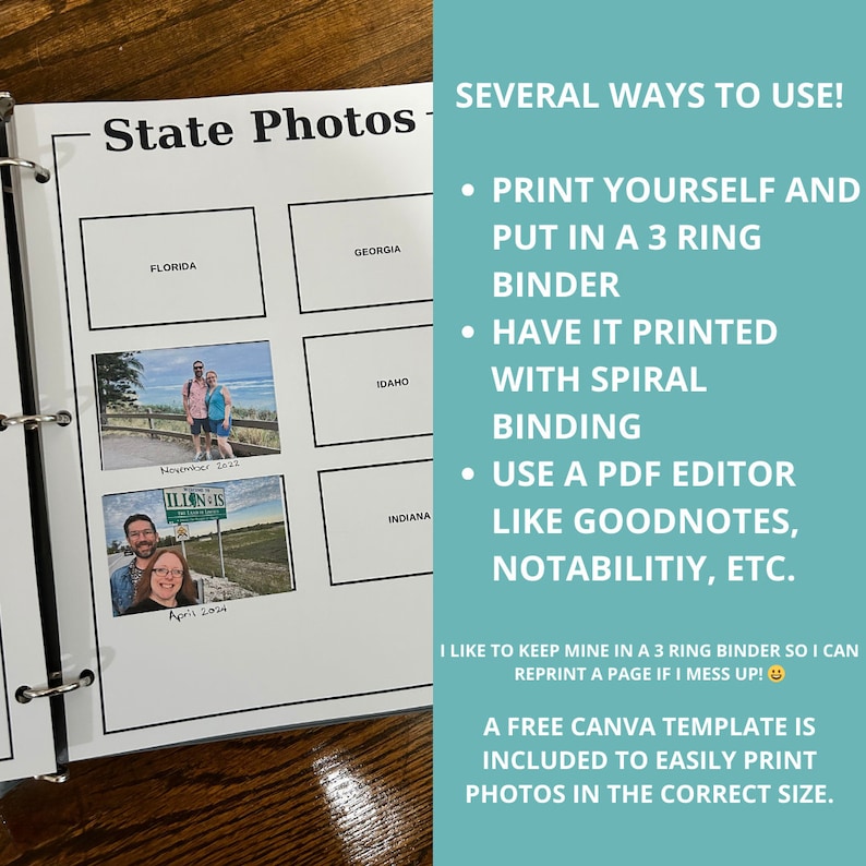 50 States Travel Journal Pages | Bucket List Printable Travel Journal ...