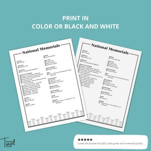 National Memorials Checklist Printable – Complete NPS Memorial List for ...