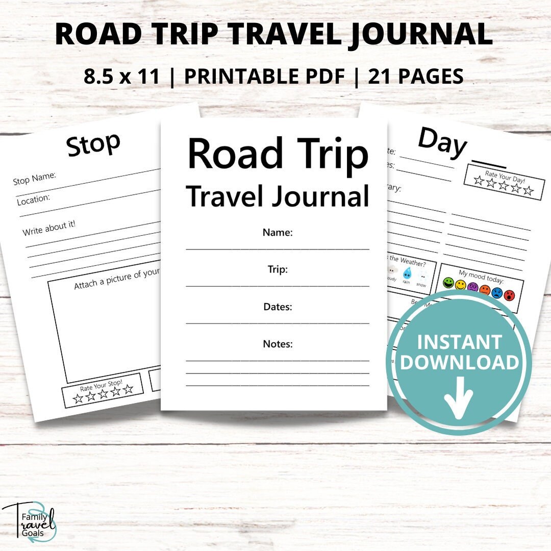 Road Trip Journal, Printable Travel Journal, Road Trip Activity, Family ...