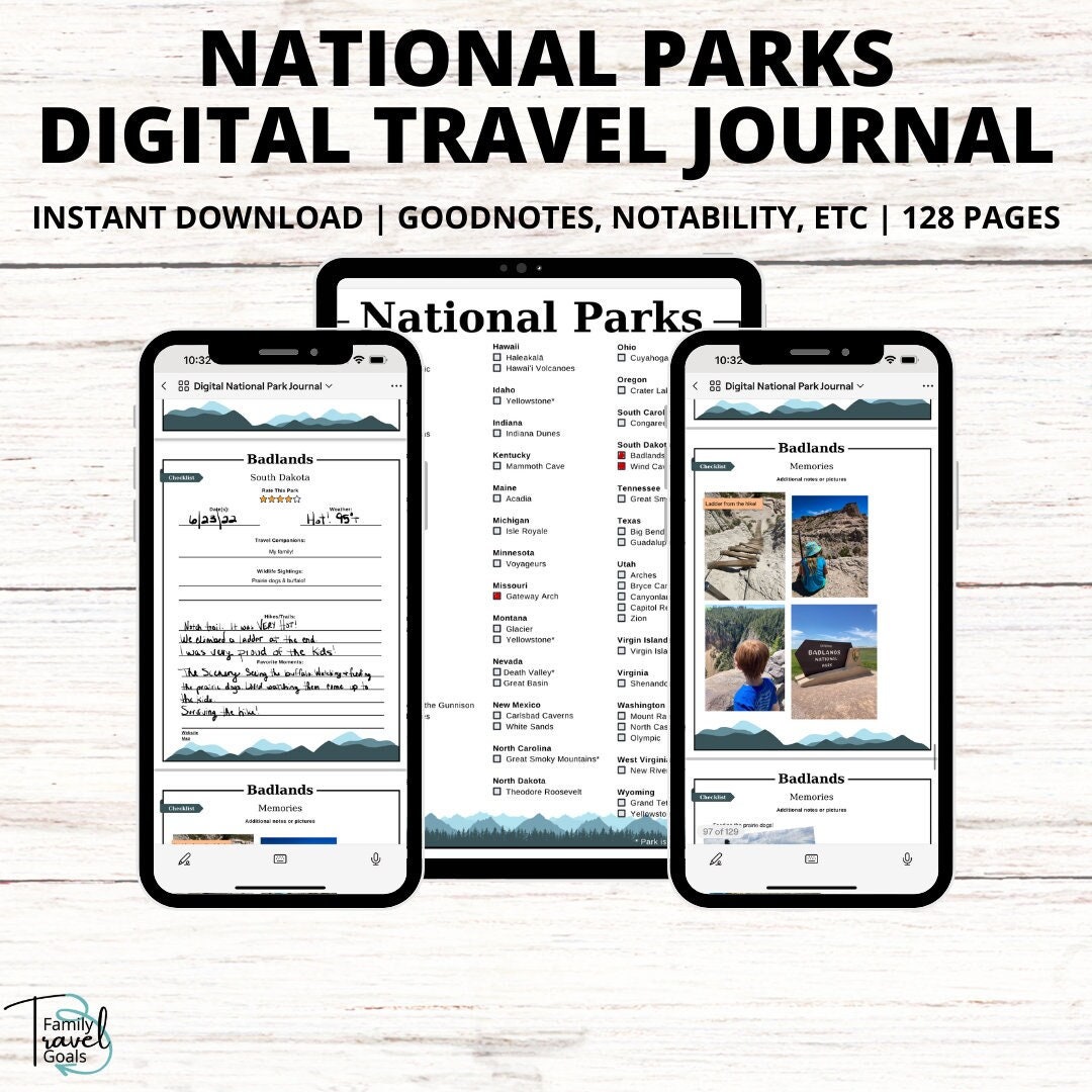 National Parks Digital Travel Journal | 2024 Bucket List Plus Journal ...