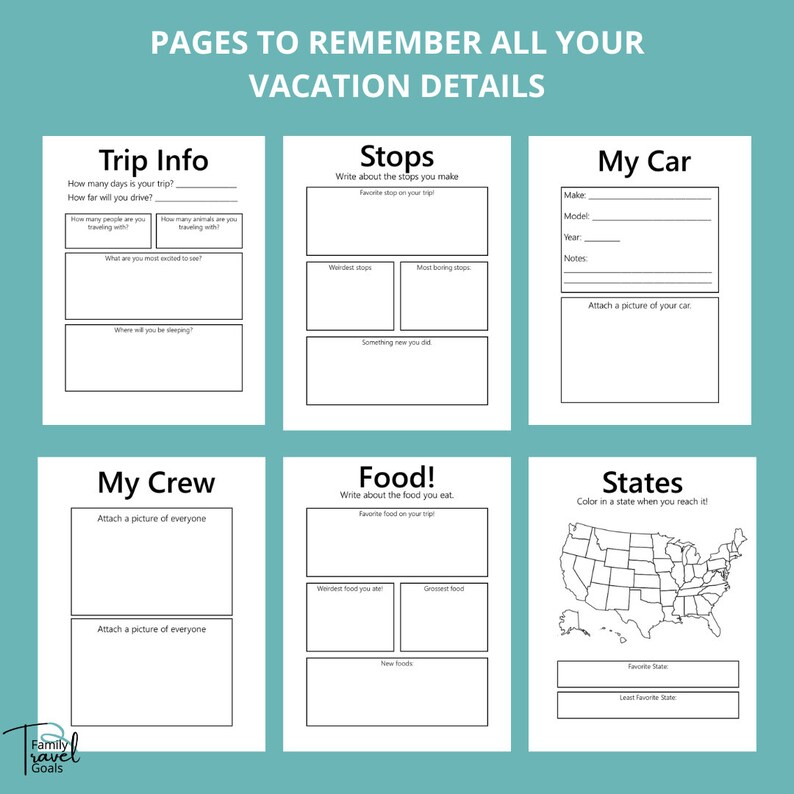 Road Trip Journal, Printable Travel Journal, Road Trip Activity, Family ...