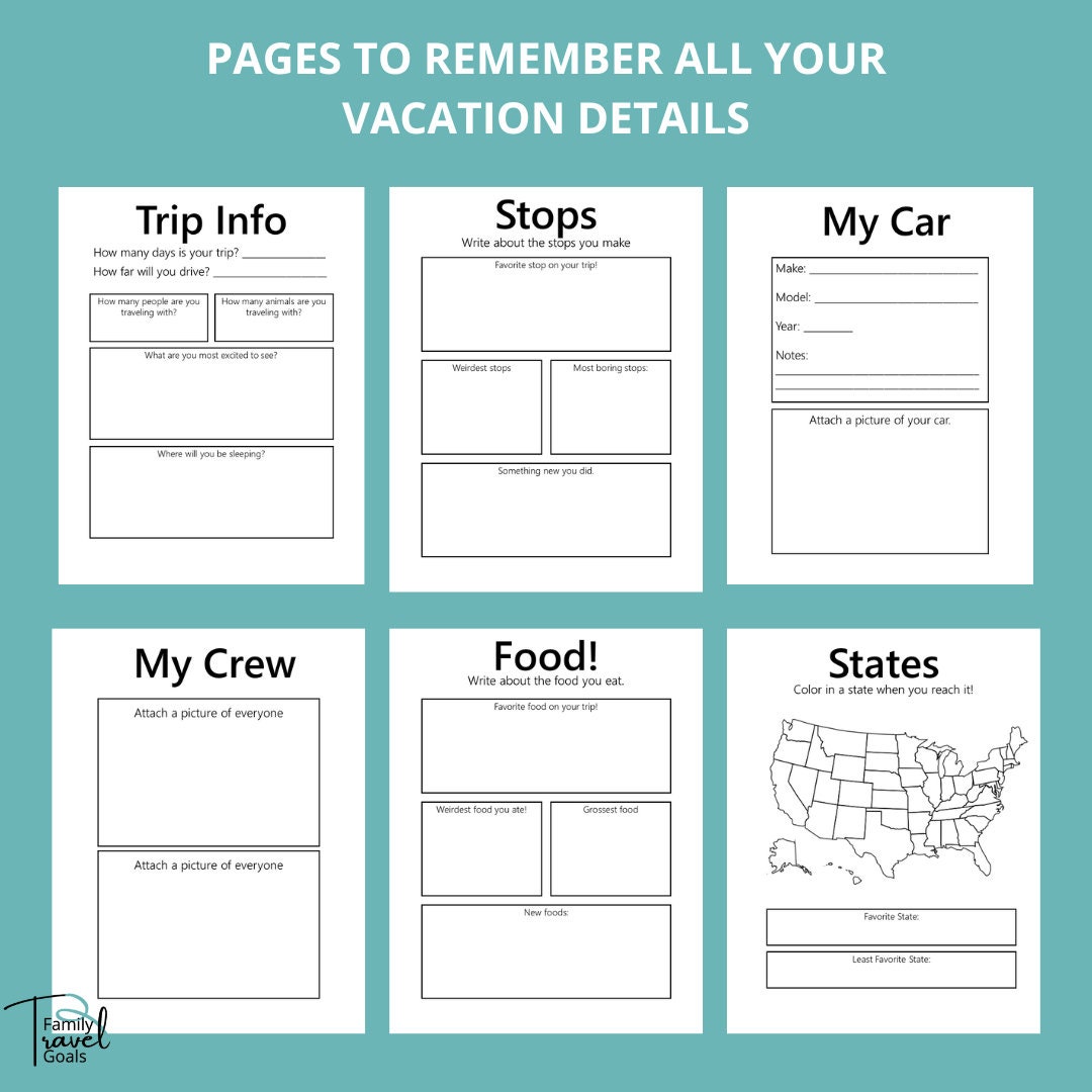 Road Trip Journal, Printable Travel Journal, Road Trip Activity, Family ...