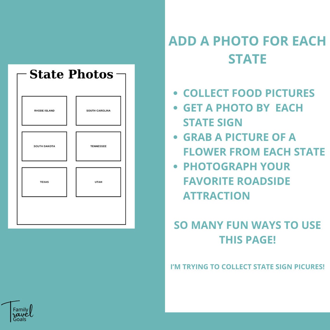 50 States Travel Journal Pages | Bucket List Printable Travel Journal ...