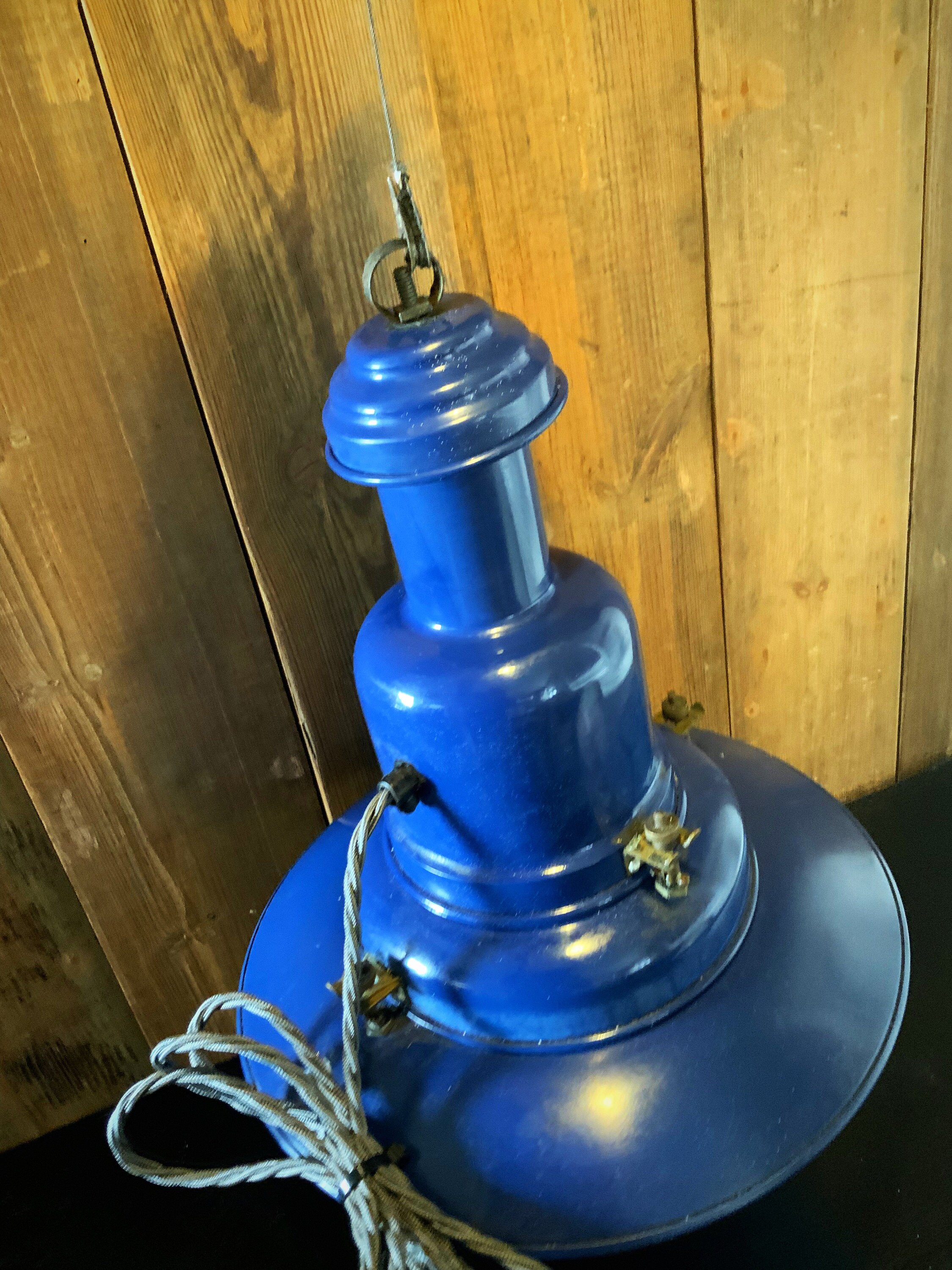 Vintage English Industrial Blue Hanging Light, Metal Lighting - Etsy