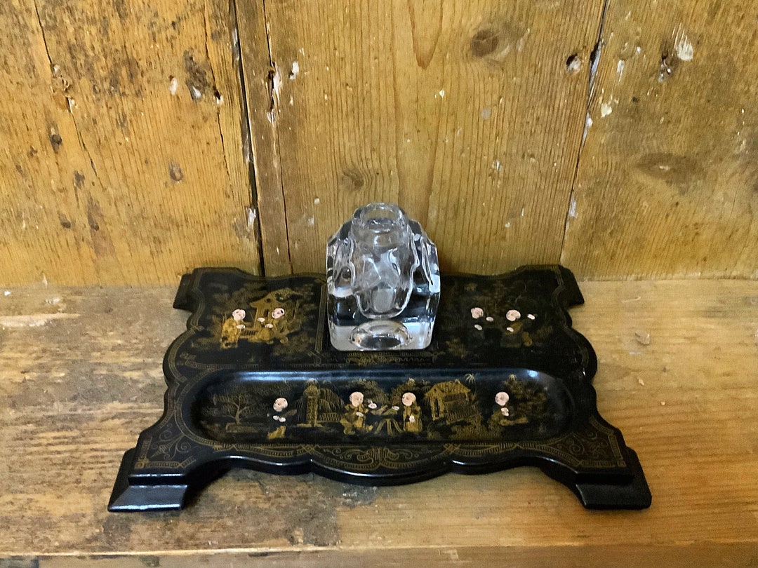 Antique Writing Set Hand Painted Writing Set Ebonised Hand - Etsy