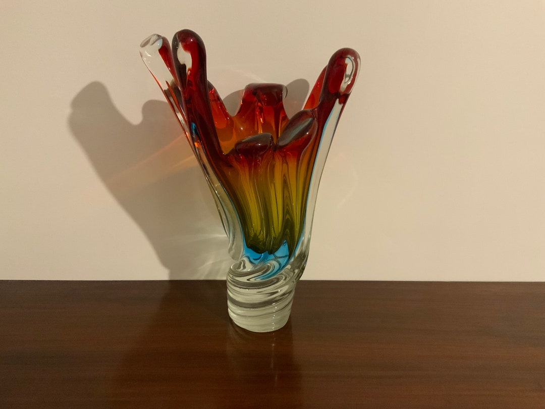 Art Glass Splash Vase, Glass Vase, Vase - Etsy