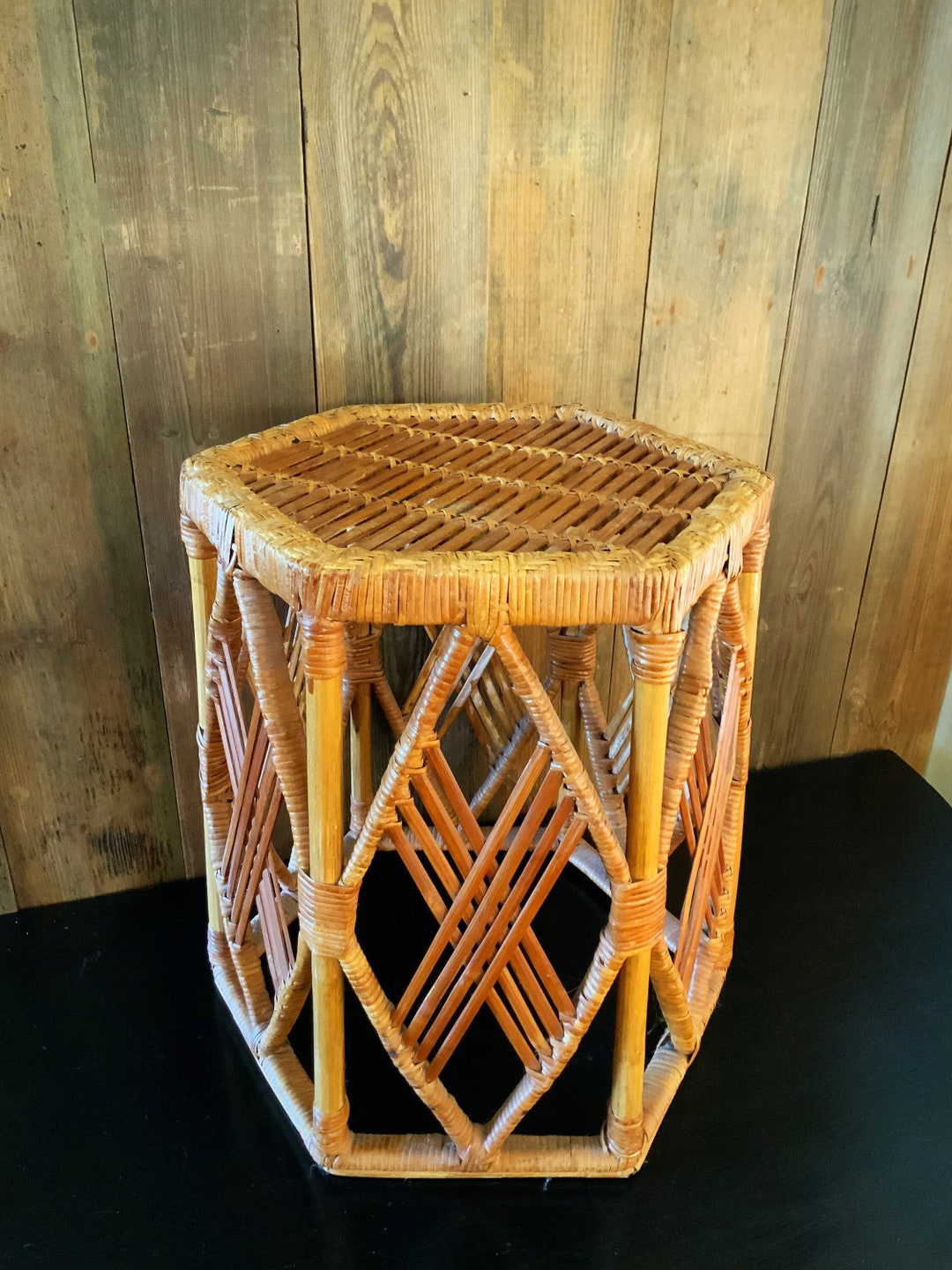 Side Table, Rattan or Reed Table, Hexagonal Table - Etsy
