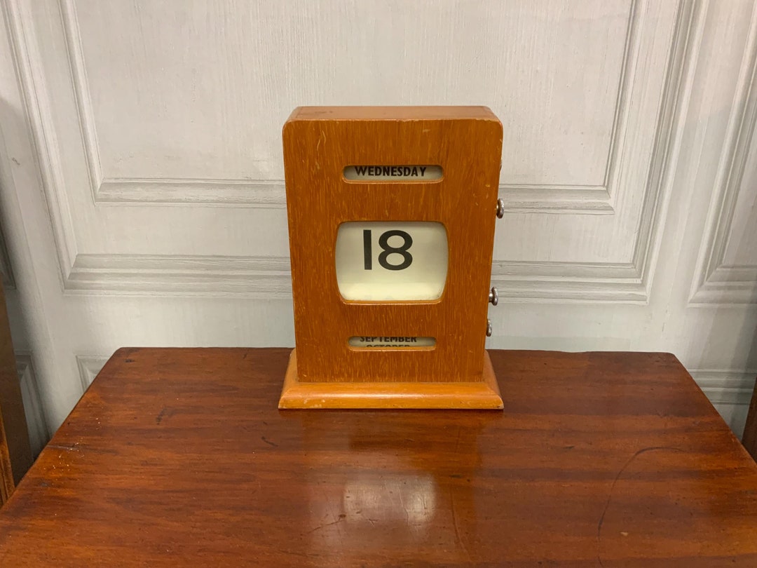 Perpetual Date Roller Calendar, Mid Century Desk Calendar, Desk ...