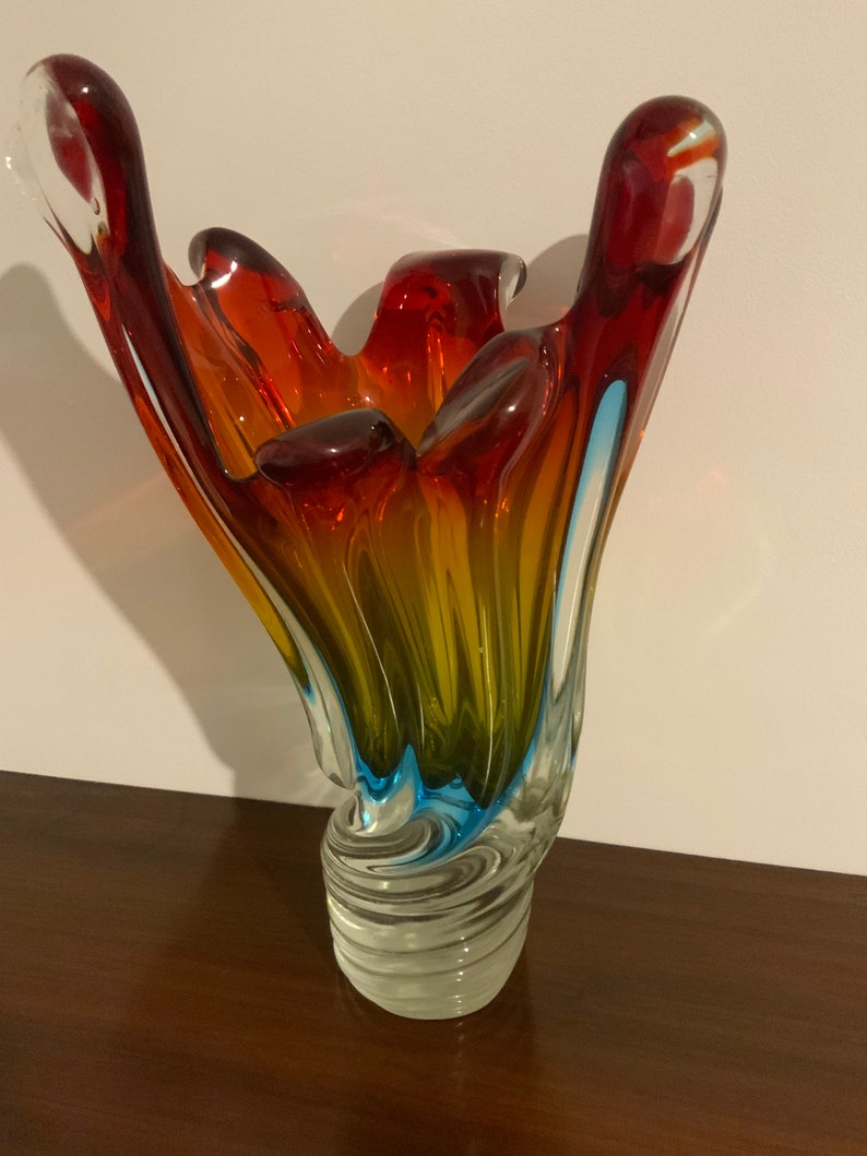 Italian Art Glass Splash Vase, Hand Blown Vase, 1970s - Etsy