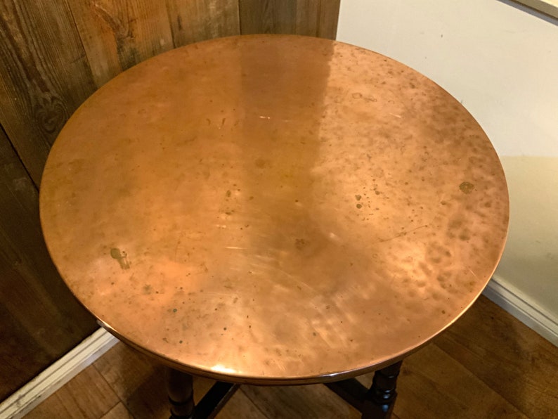 Copper Table, Ebonised Table With Copper Top, Vintage Table, Wooden ...