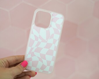 Pink Checkered Phone Case - Etsy