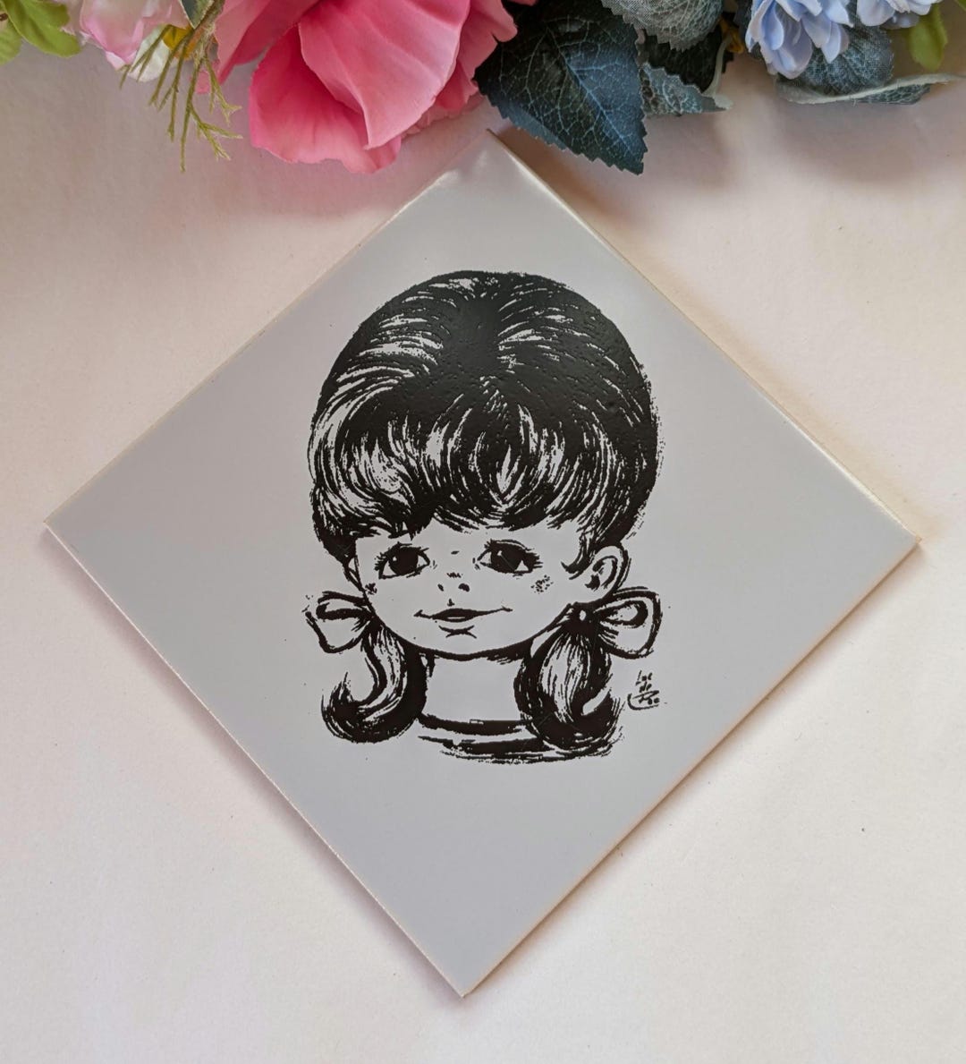 Vintage Mid Century 1970s Luc De Ro, Girl, Ceramic Tile - Etsy