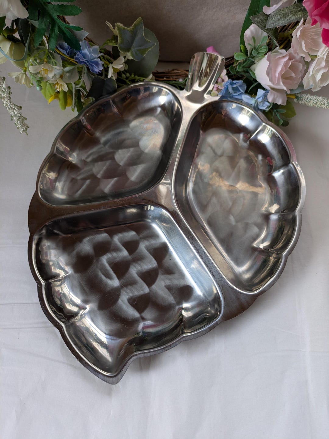 Mid Century Stainless Steel, 3 Section Leaf Shaped Dish - Etsy