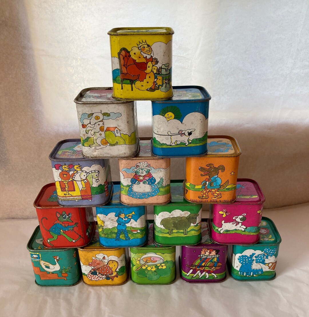 Vintage 1960s Chad Valley, Nursery Rhyme Tin Building Blocks/bricks Toy ...