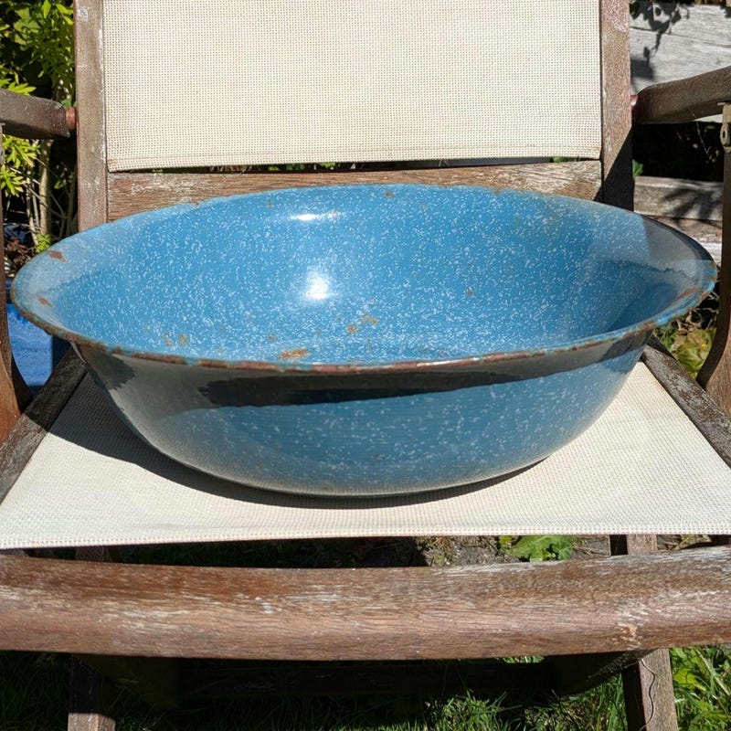 Large Enamel Basin Bowl - Etsy UK