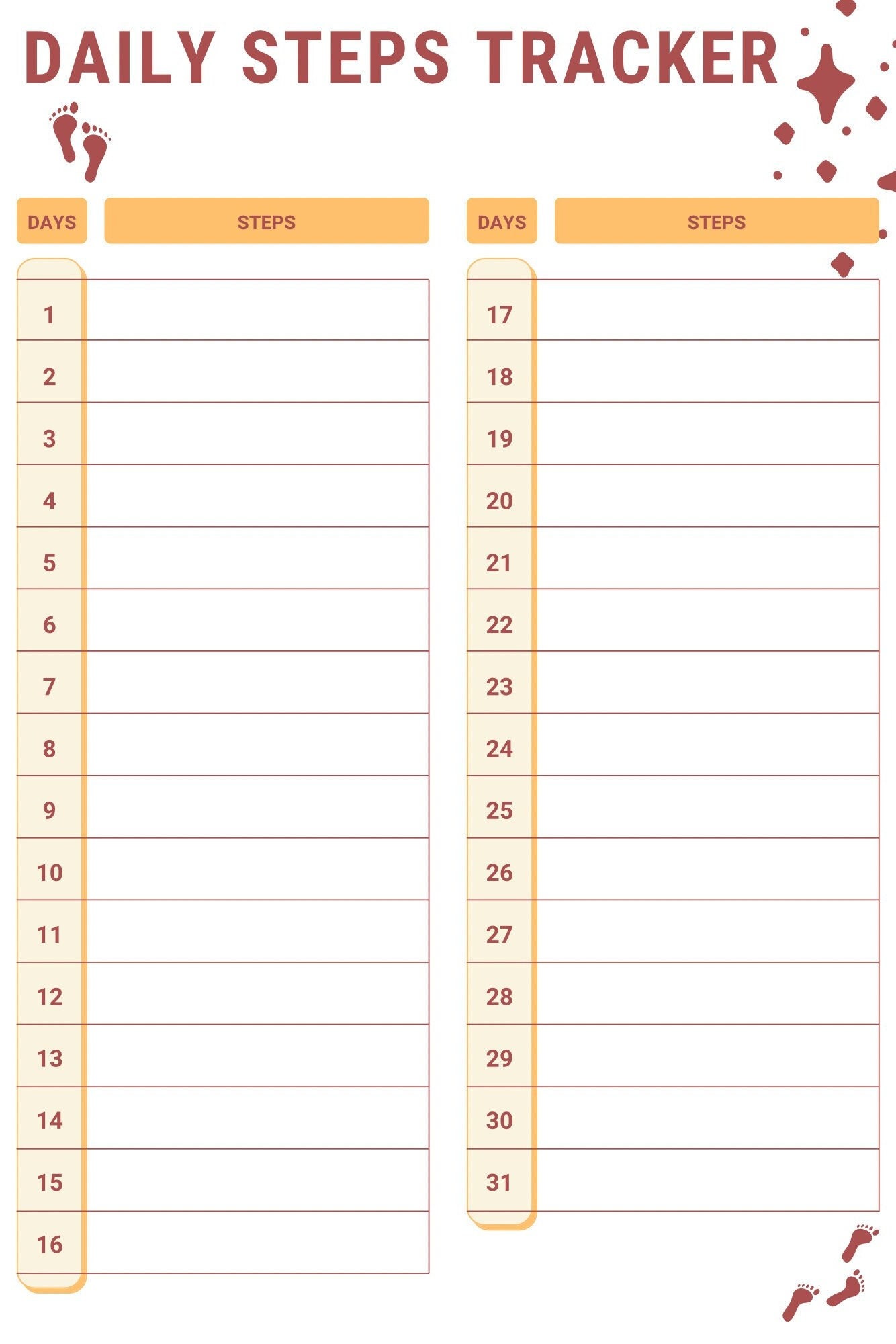 Daily Steps Tracker - Etsy