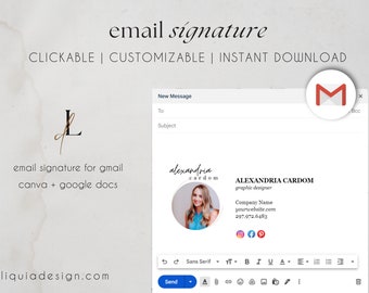 Gmail Email Signature Templateeditable Canva Signature Clickable Email ...