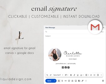 Gmail Email Signature Templateeditable Canva Signature Clickable Email Signature Template ...