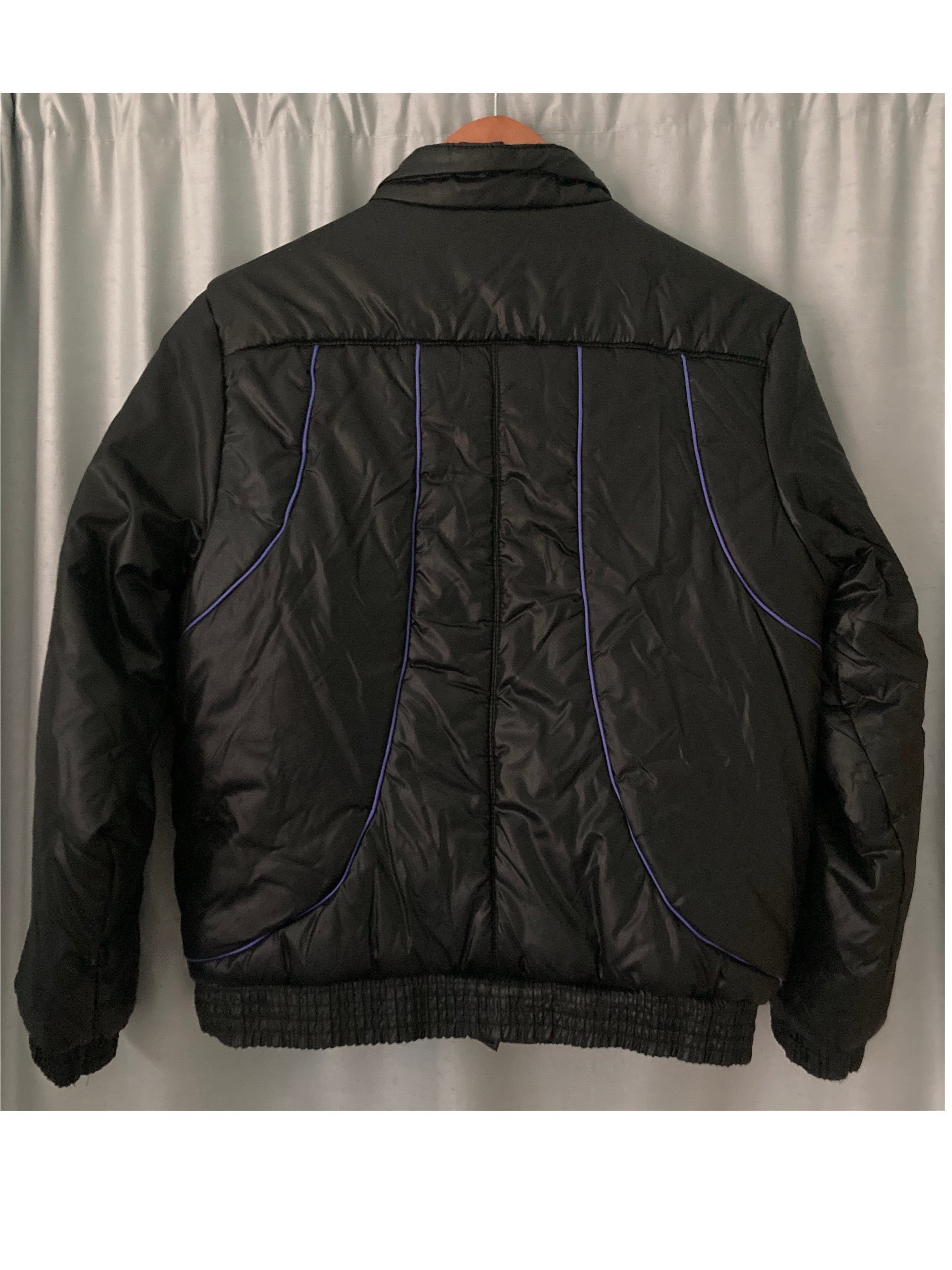 1980s Black Puffer Jacket With Purple Piping - Etsy