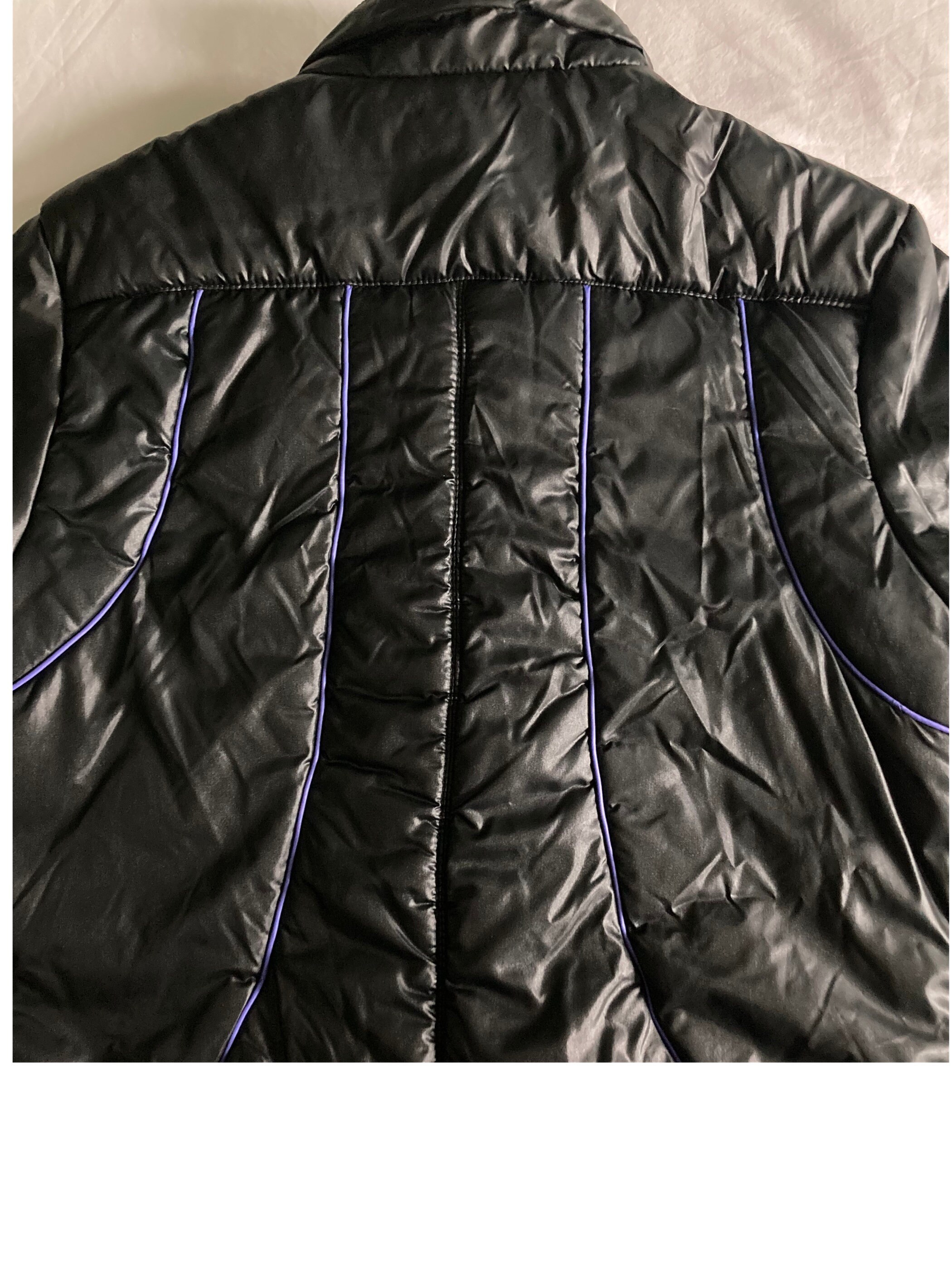 1980s Black Puffer Jacket With Purple Piping - Etsy