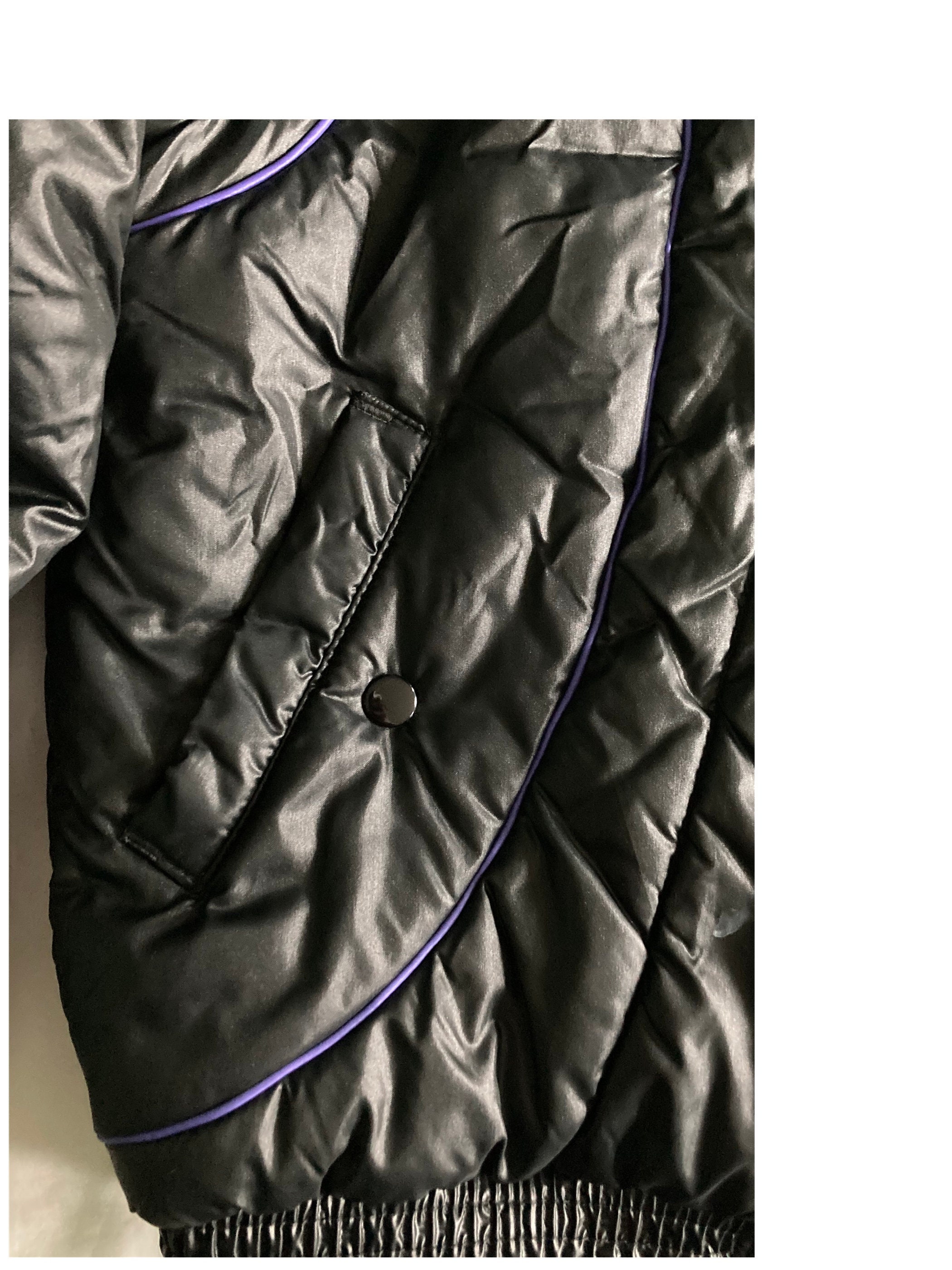 1980s Black Puffer Jacket With Purple Piping - Etsy