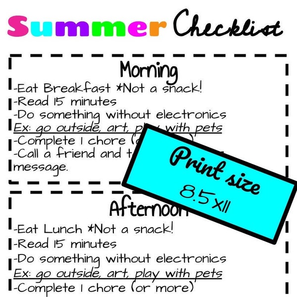 Teen Summer Checklist - Etsy
