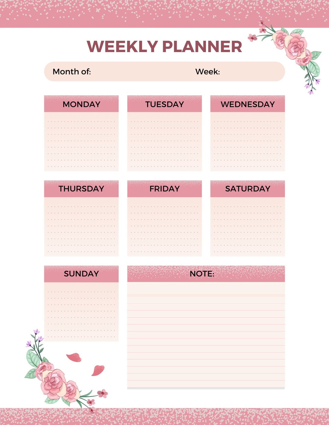 Weekly Planner (includes 3 Sheets) - Etsy