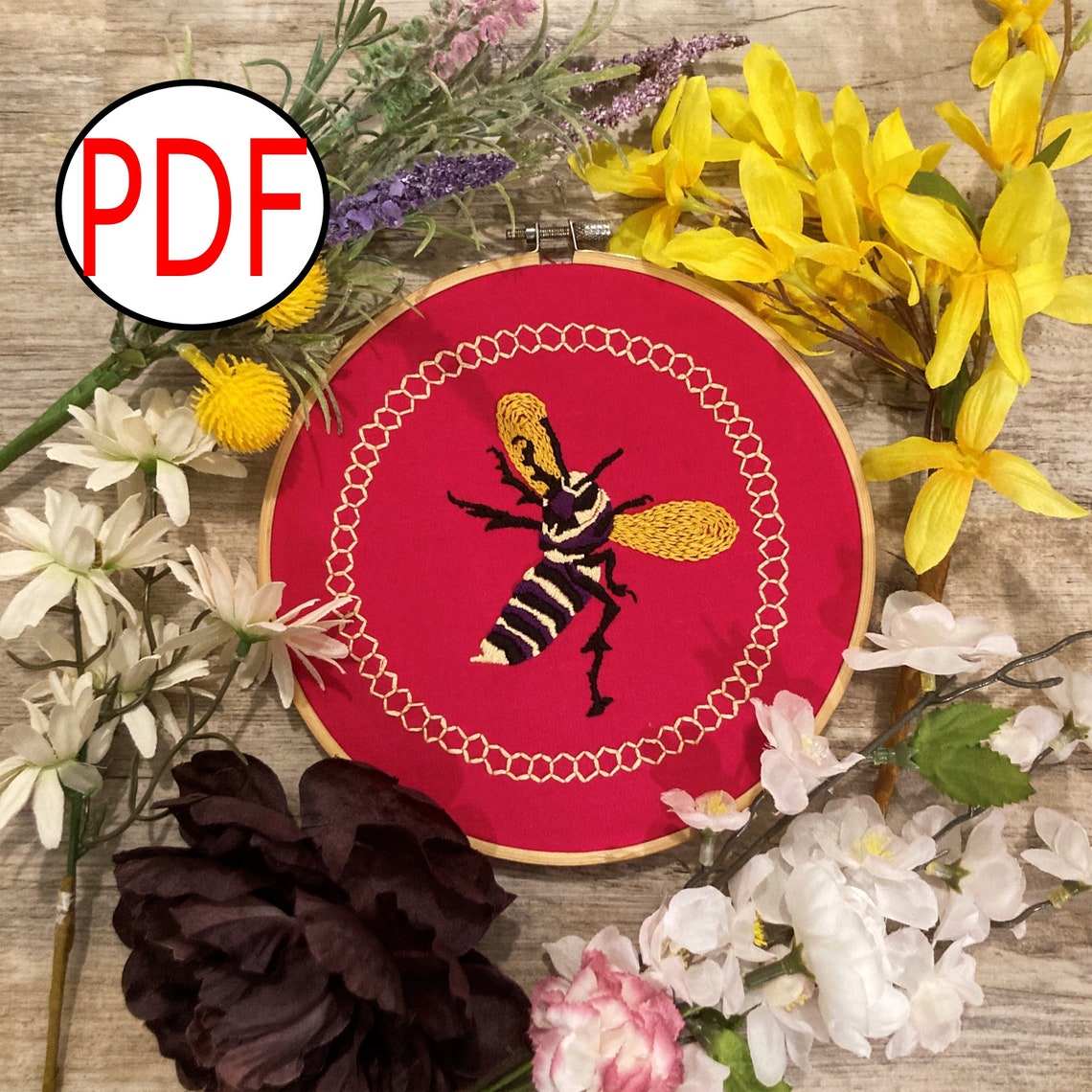 Harriet Sting - Hornet Embroidery Pattern - PDF Embroidery Pattern - Etsy