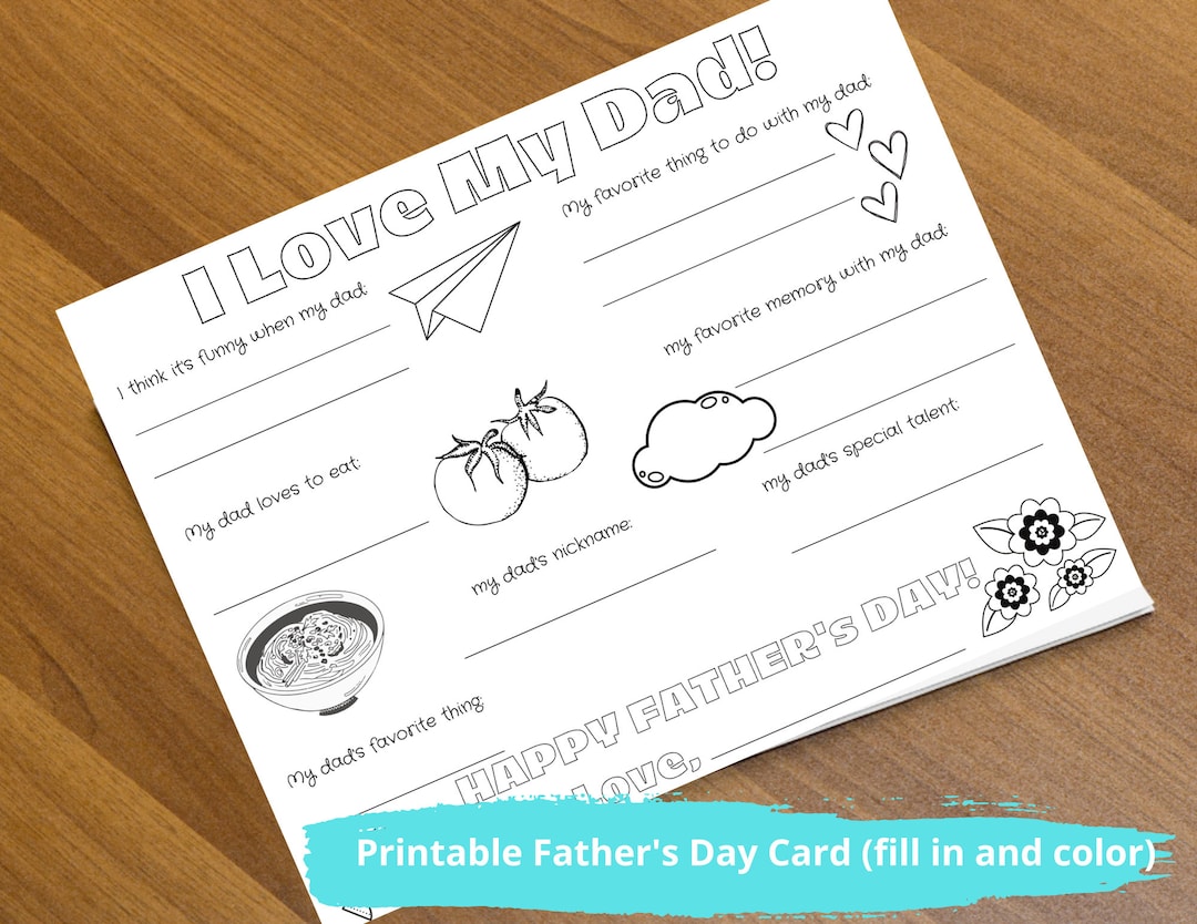 Printable Card for Dad From Child | Father's Day Card From Kid | Father ...