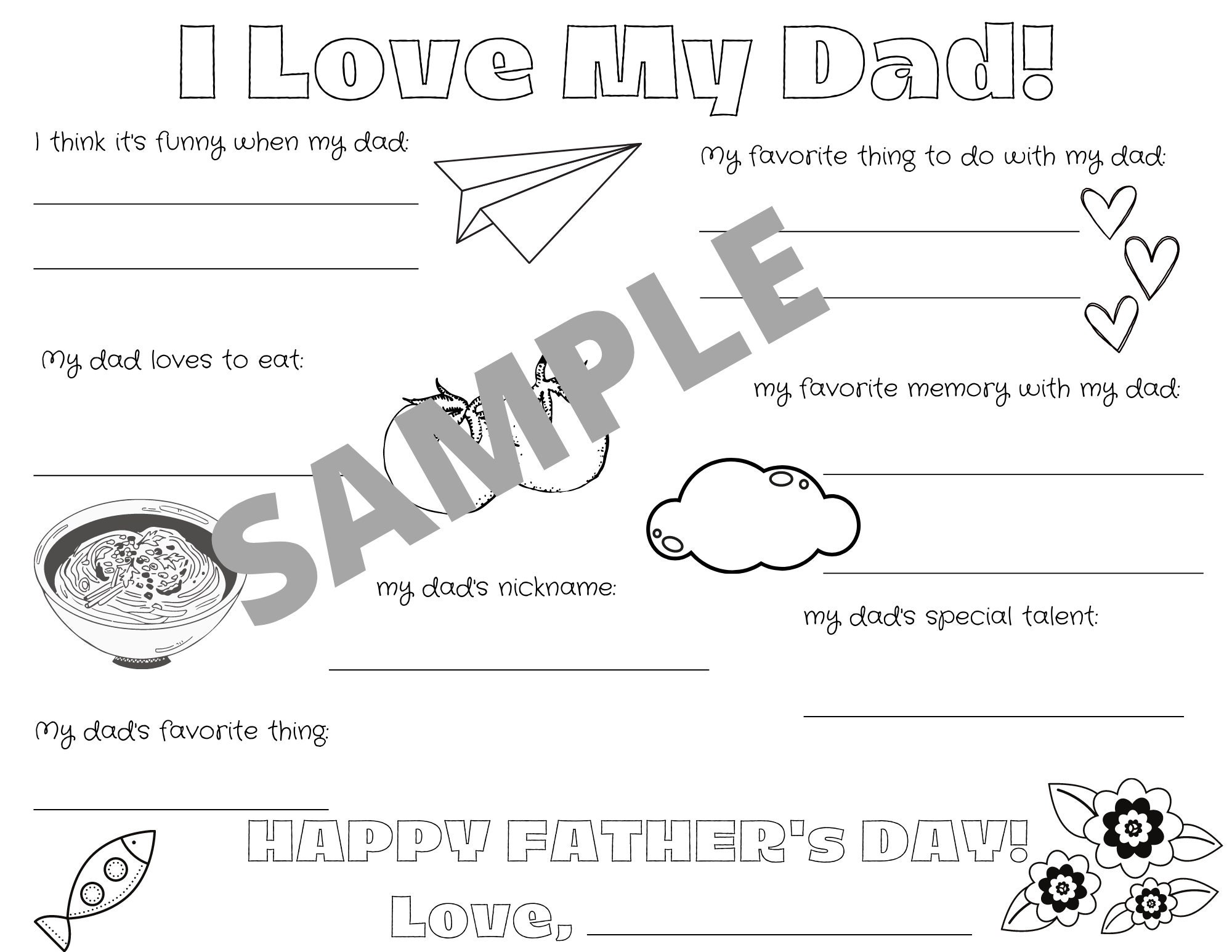 Printable Card for Dad From Child | Father's Day Card From Kid | Father ...