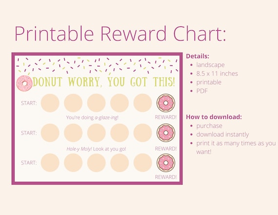 Donut Reward Chart Printable Behavior Chart Daily Chore | Etsy