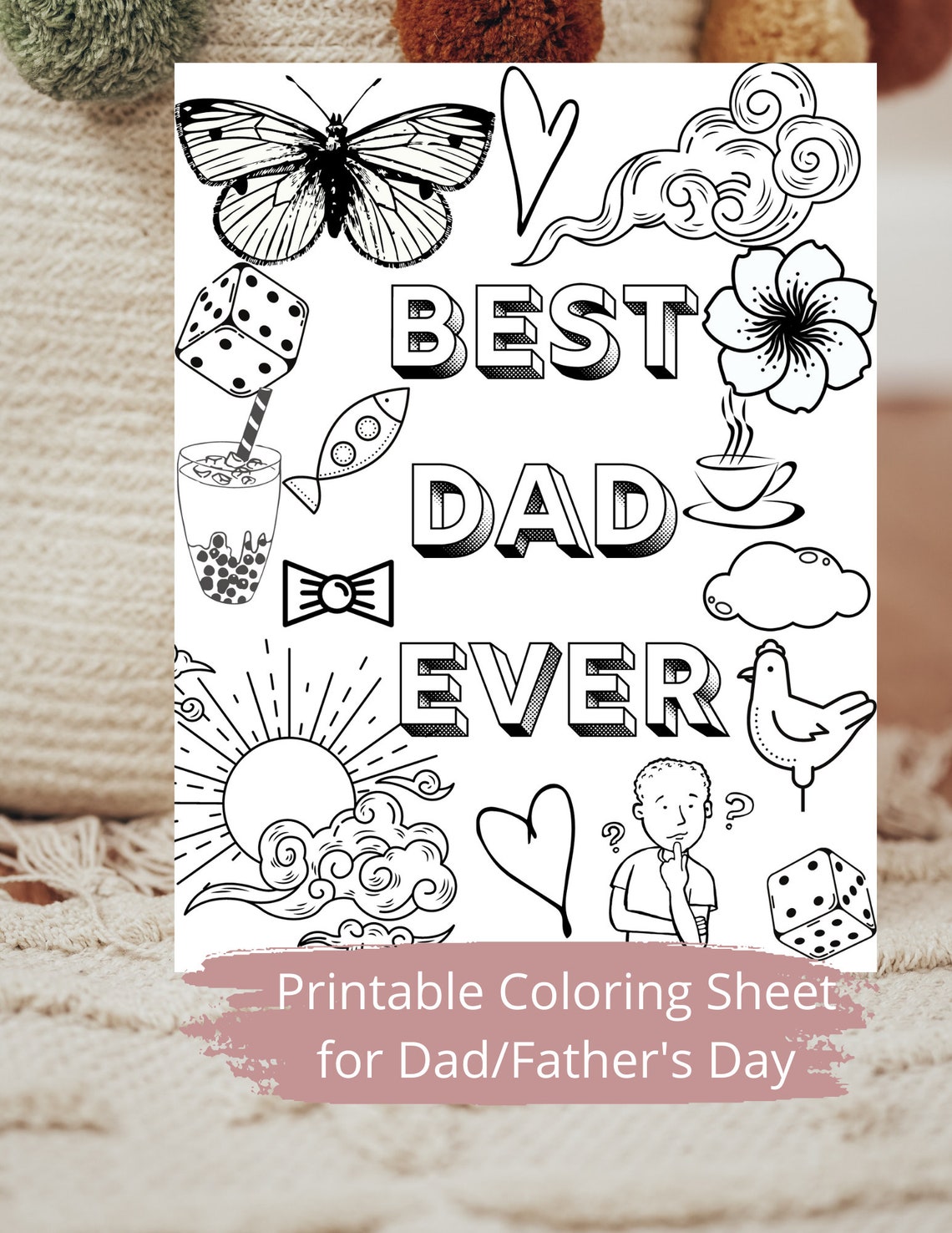 Father's Day Card From Kids | Gift for Dad | Coloring Sheet for Father ...