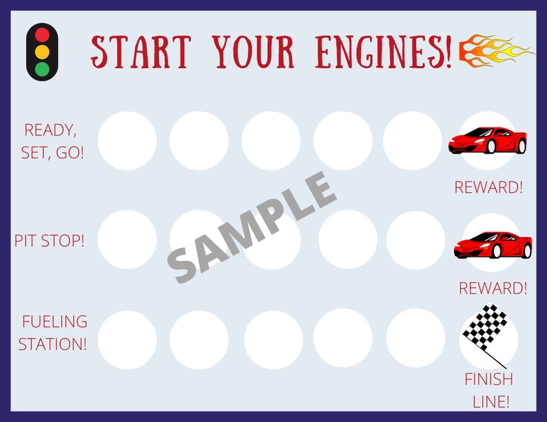 Race Cars Reward Chart | Printable Behavior Chart | Daily Chore Chart ...