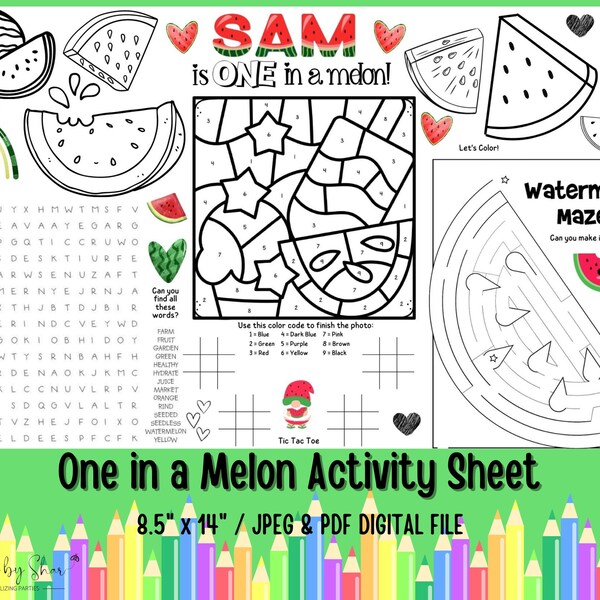 One in a Melon Coloring Page - Etsy