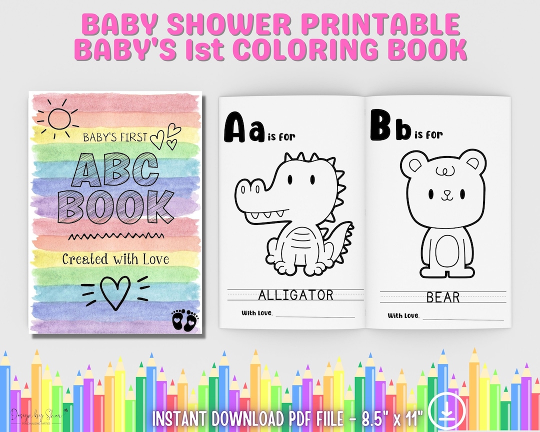 Printable Baby Shower ABC Coloring Book Personalized ABC - Etsy