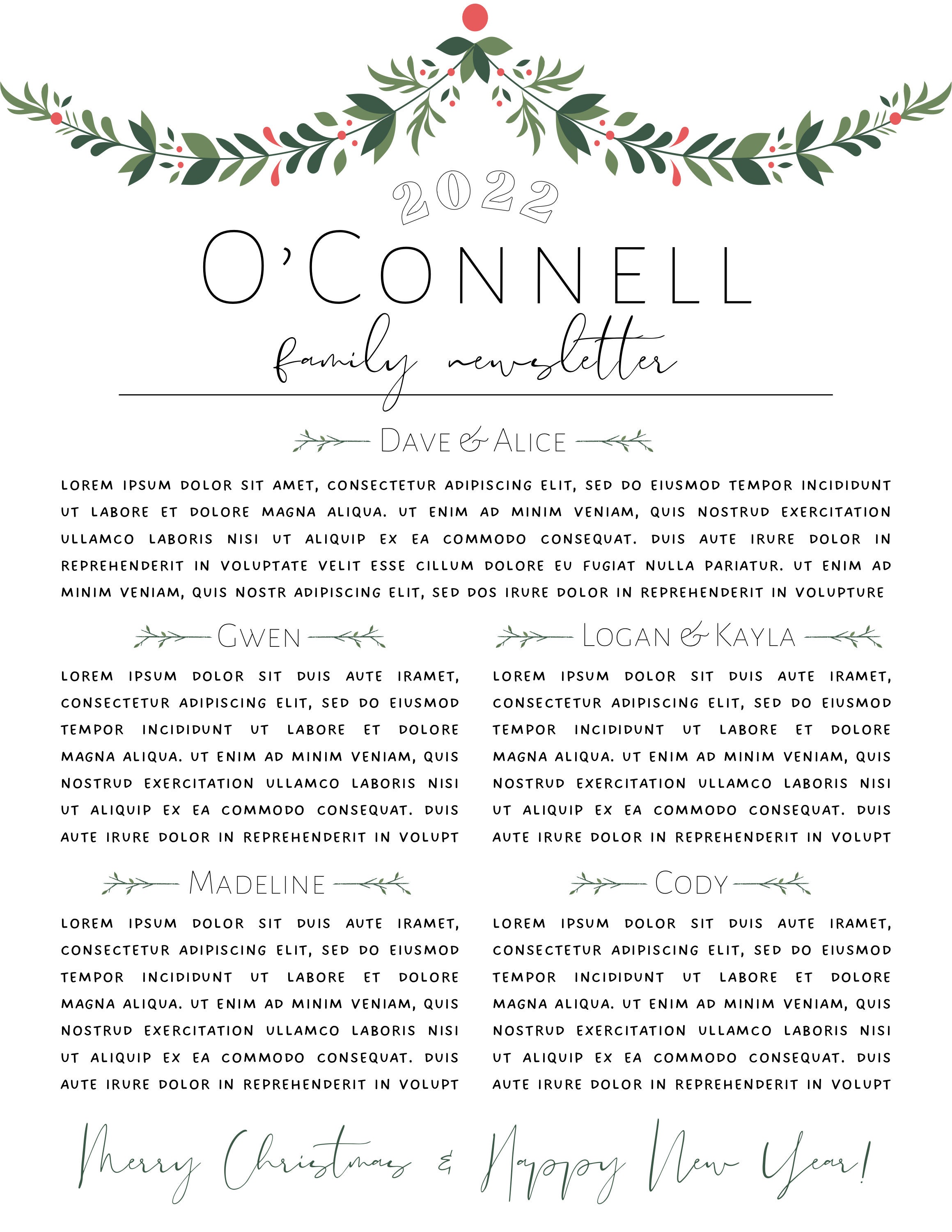 Christmas Newsletter Template | Editable Holiday Letter | Annual Family ...